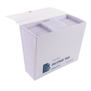 Smead All-in-One Income Tax Organizer, 12 Pockets, Flap and Cord Closure, Letter Size, Navy/White (70660)