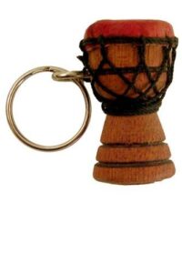 djembe drum key chain - solid carved wood, goat skin, and rope!