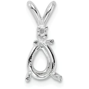 14k white gold 4 prong pear pendant setting 4.5x2.5mm