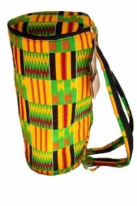 african kente print djembe bag - backpack style case fits 12.5" x 22" djembe drums - zip top opening