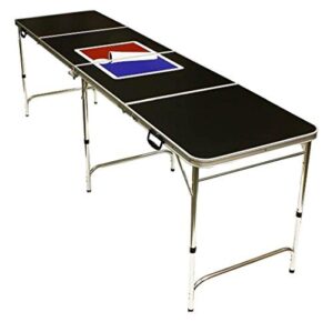 8' folding beer pong table with bottle opener, ball rack and 6 pong balls - sports design - by red cup pong