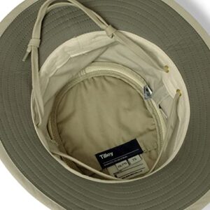 Tilley T5MO Organic Cotton Airflo Hat, Khaki With Olive Underbrim, 7 1/4