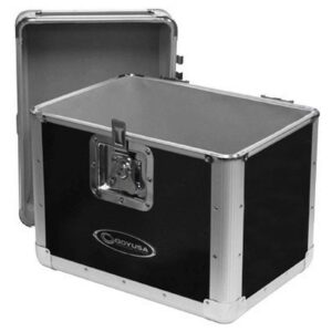 Odyssey KROM Series Record Utility Case for 70 Individual 12" Vinyl Records and LPs with Foam-Lined Interior, Secure Lock, and Handle, Silver