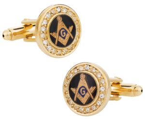 cuff-daddy mens crystal gold freemason masonic cufflinks with presentation box unique designed french cufflinks shirt accessories for men attire storage travel box special occasions