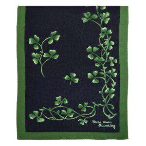 patrick francis navy & green shamrock sprig silk scarf