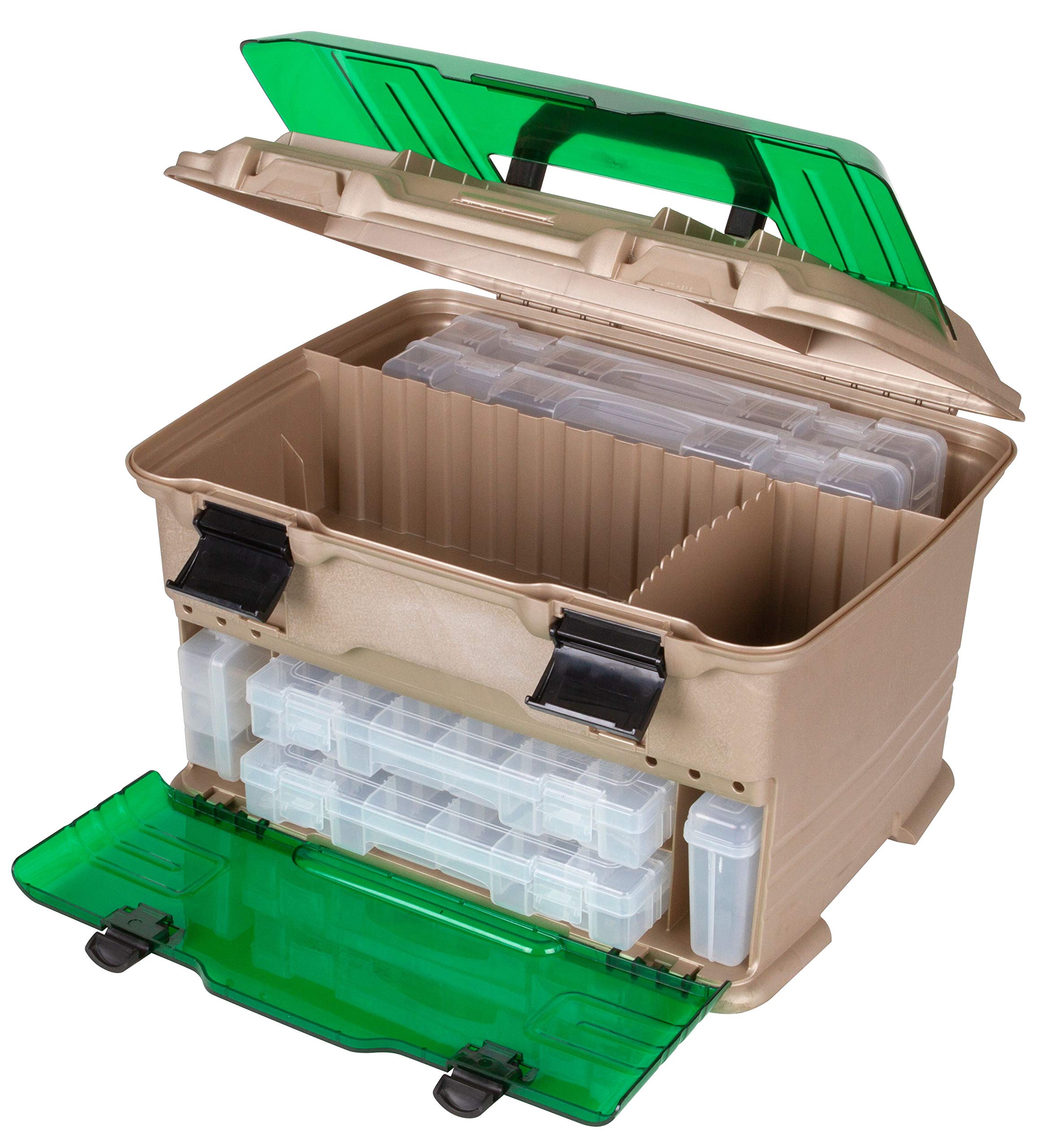 Flambeau Outdoors T5 Multiloader Tackle Box, Fishing Organizer with Tuff Tainer Boxes Included, Green/Gold