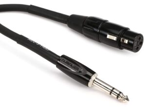 roland black series interconnect cable, 1/4-inch trs to xlr (female), 3-feet