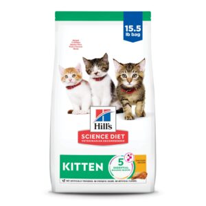 hill's science diet kitten, kitten premium nutrition, dry cat food, chicken recipe, 15.5 lb bag