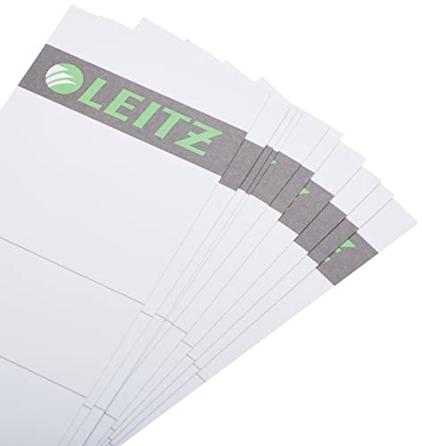 Leitz 16070085 Replacement Spine Labels for Plastic 80 mm Lever Arch Files, Short and Wide, 57 x 191 mm, Card, 16070085 - Grey, Pack of 10