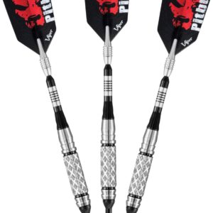 Viper by GLD Products unisex adult (18 Grams) Viper Pitbull 90 Tungsten Soft Tip Darts with Storage Travel Case Medium Knurling 18 Grams, Black, Wide Crosscut US