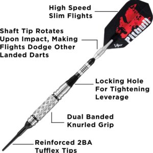 Viper by GLD Products unisex adult (18 Grams) Viper Pitbull 90 Tungsten Soft Tip Darts with Storage Travel Case Medium Knurling 18 Grams, Black, Wide Crosscut US