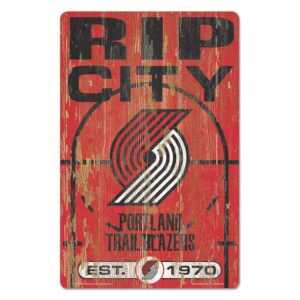 wincraft nba portland trail blazers 72521010 wood sign, 11" x 17", black