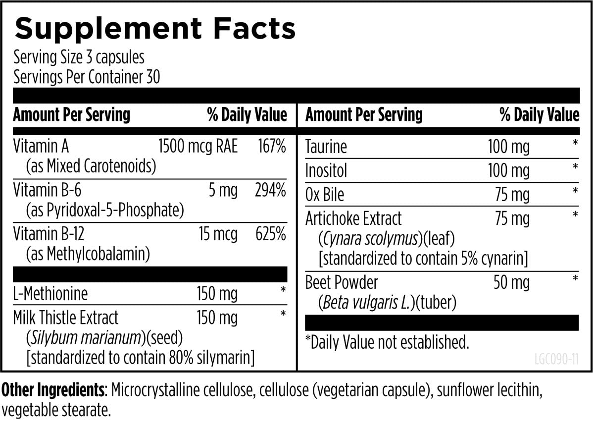 Designs for Health LV-GB Complex - Liver Detox Supplements for Gallbladder Support with Milk Thistle, Artichoke, Vitamins + Ox Bile - Supports Bile Flow + Toxin Elimination (90 Capsules)