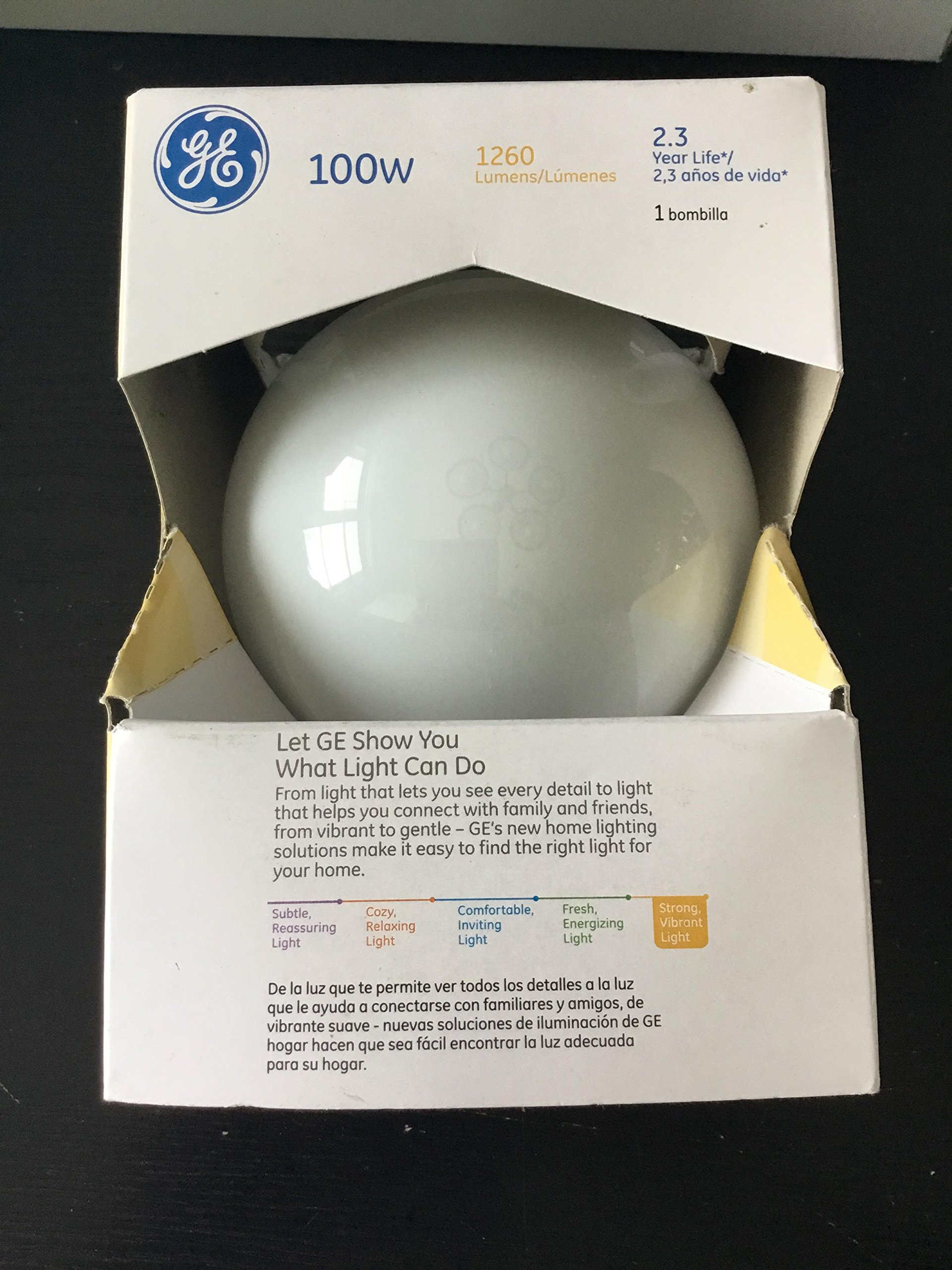 Ge Decorative G40 Globe Bulb 100W 1260 Lumens Med Base White