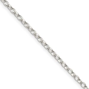 the black bow 2.5mm sterling silver solid oval rolo chain necklace, 18 inch