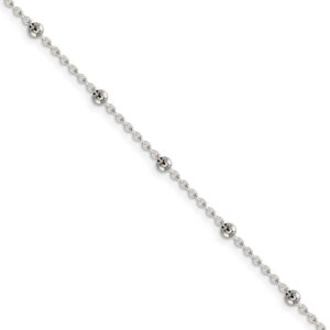 the black bow 1.3mm, sterling silver beaded cable chain necklace, 16 inch