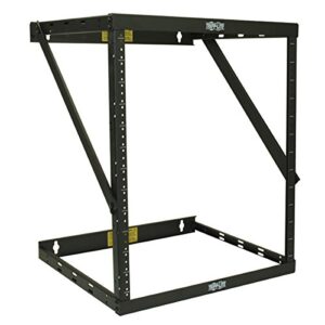 tripp lite 8u/12u/22u expandable wall-mount 2-post open frame rack, adjustable network equipment rack, switch depth, 18" deep, 5 year warranty (srwo8u22), black