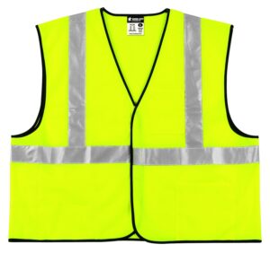 mcr safety vcl2slx3 class 2 polyester solid economy safety vest with 3m scotchlite 2-inch silver reflective stripe, fluorescent lime, 3x-large