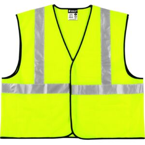 MCR Safety VCL2SLX3 Class 2 Polyester Solid Economy Safety Vest with 3M Scotchlite 2-Inch Silver Reflective Stripe, Fluorescent Lime, 3X-Large