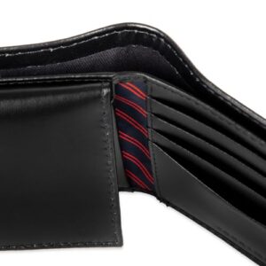 Tommy Hilfiger Men's Leather Wallet - Thin Sleek Casual Bifold with 6 Credit Card Pockets and Removable ID Window, Black