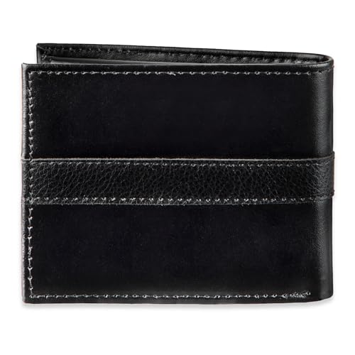 Tommy Hilfiger Men's Leather Wallet - Thin Sleek Casual Bifold with 6 Credit Card Pockets and Removable ID Window, Black