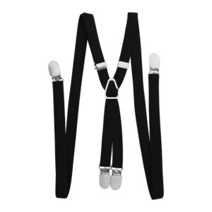 toptie men's skinny suspenders 1/2" inch (1.5cm) x-back clip suspenders-black