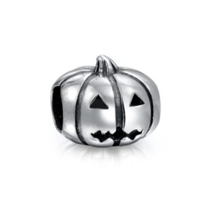 spooky halloween jack o lantern pumpkin charm bead for women teen oxidized .925 sterling silver for european bracelet