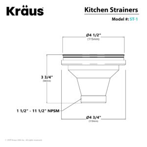 Kraus ST-1 Stainless Steel Strainer, 5" x 5" x 5"