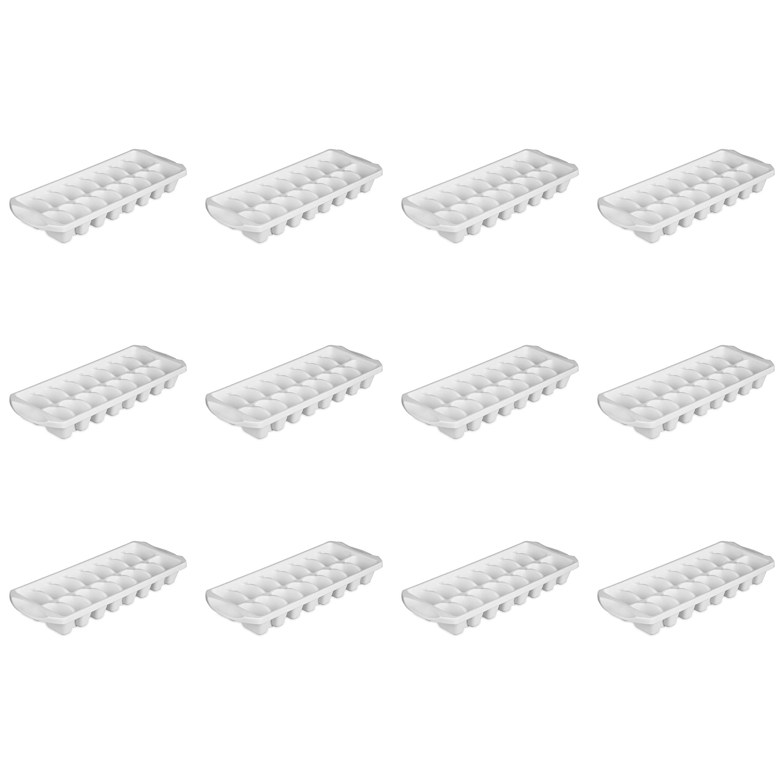 Sterilite Stacking Ice Cube Tray, Save Space and Stack Trays in Freezer - White, 12-Pack