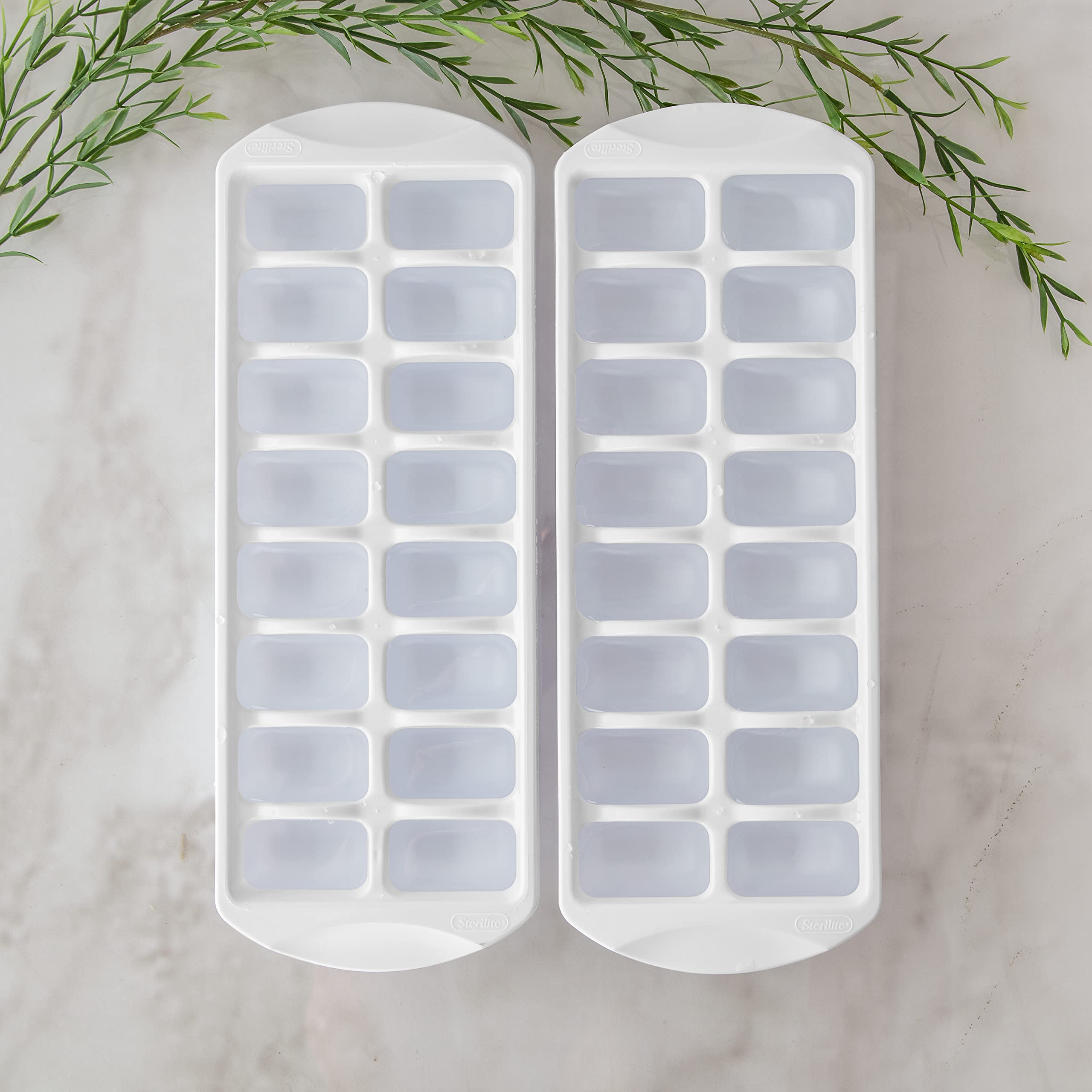 Sterilite Stacking Ice Cube Tray, Save Space and Stack Trays in Freezer - White, 12-Pack