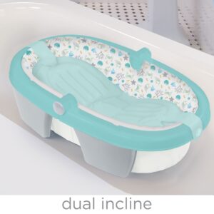 Summer Infant Foldaway Baby Bath (Under The Sea) - Convenient Baby Bathtub That Folds Compactly for Easy Storage and Travel - Inflatable Base for Extra Support - Durable Infant Tub