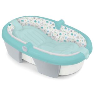 Summer Infant Foldaway Baby Bath (Under The Sea) - Convenient Baby Bathtub That Folds Compactly for Easy Storage and Travel - Inflatable Base for Extra Support - Durable Infant Tub