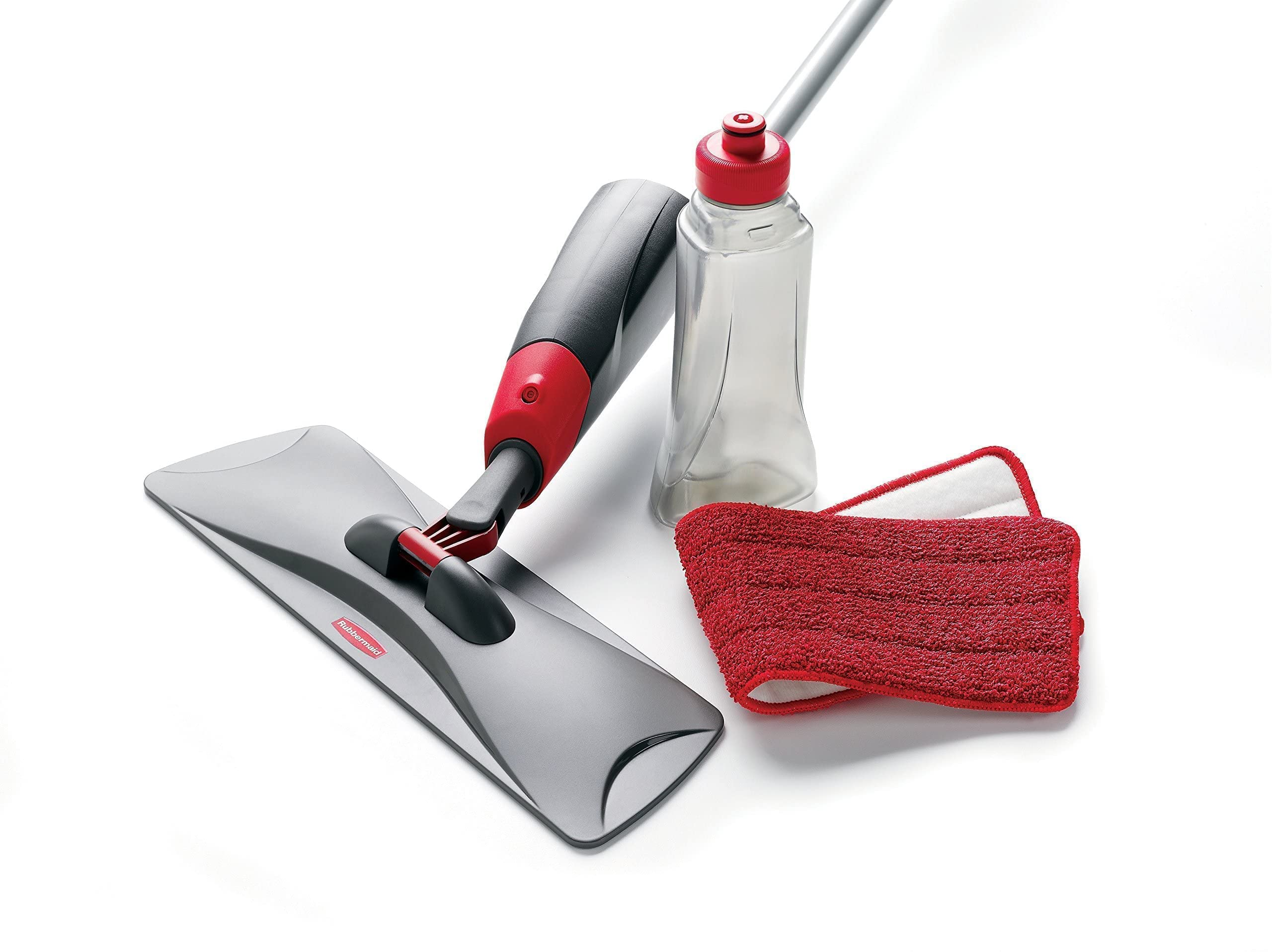 Rubbermaid Reveal Spray Mop Replacement Head, Red, Reusable Wet Mop Microfiber Pad for Floor Cleaning in Kitchen/Bathroom/Hallway/School