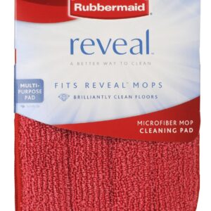 Rubbermaid Reveal Spray Mop Replacement Head, Red, Reusable Wet Mop Microfiber Pad for Floor Cleaning in Kitchen/Bathroom/Hallway/School