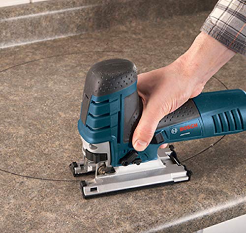 BOSCH JS470EB Corded Barrel-Grip Jig Saw - 120V Low Vibration, 7 Amp Variable Speed for Smooth Cutting up to Up To 5-7/8 Inch on Wood, 3/8 Inch on Steel For Countertops