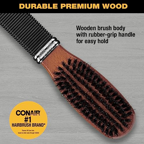 Conair All Purpose Boar Bristle hairbrush - Hair brush - Hairbrush for Men and Women - Brown