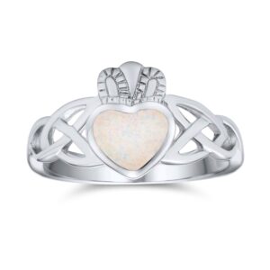 personalize bff celtic irish friendship couples promise created opal claddagh ring for women girlfriend teens .925 sterling silver october birthstone customizable