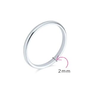 Bling Jewelry Simple Minimalist Thin Stackable .925 Sterling Silver Couples Wedding Band Ring For Men For Women 2MM