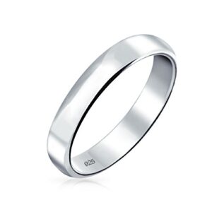 bling jewelry minimalist plain simple .925 sterling silver dome couples wedding band ring for women for men 4mm