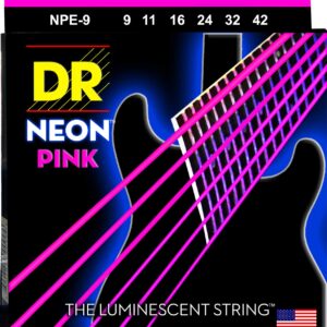 DR Strings HI-DEF NEON Electric Guitar Strings (NPE-9),Pink