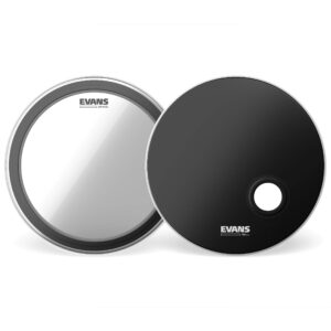 evans emad system pack, 22” (2pc) – includes batter bass drumhead and resonant drumhead -externally mounted adjustable damping system allows player to adjust attack and focus without removing drumhead