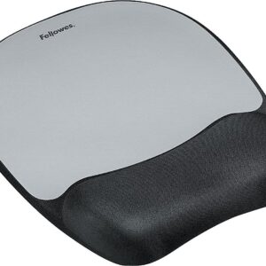 Fellowes Memory Foam Mouse Pad Wrist Rest 7 15/16 x 9 1/4 Black/Silver FEL9175801