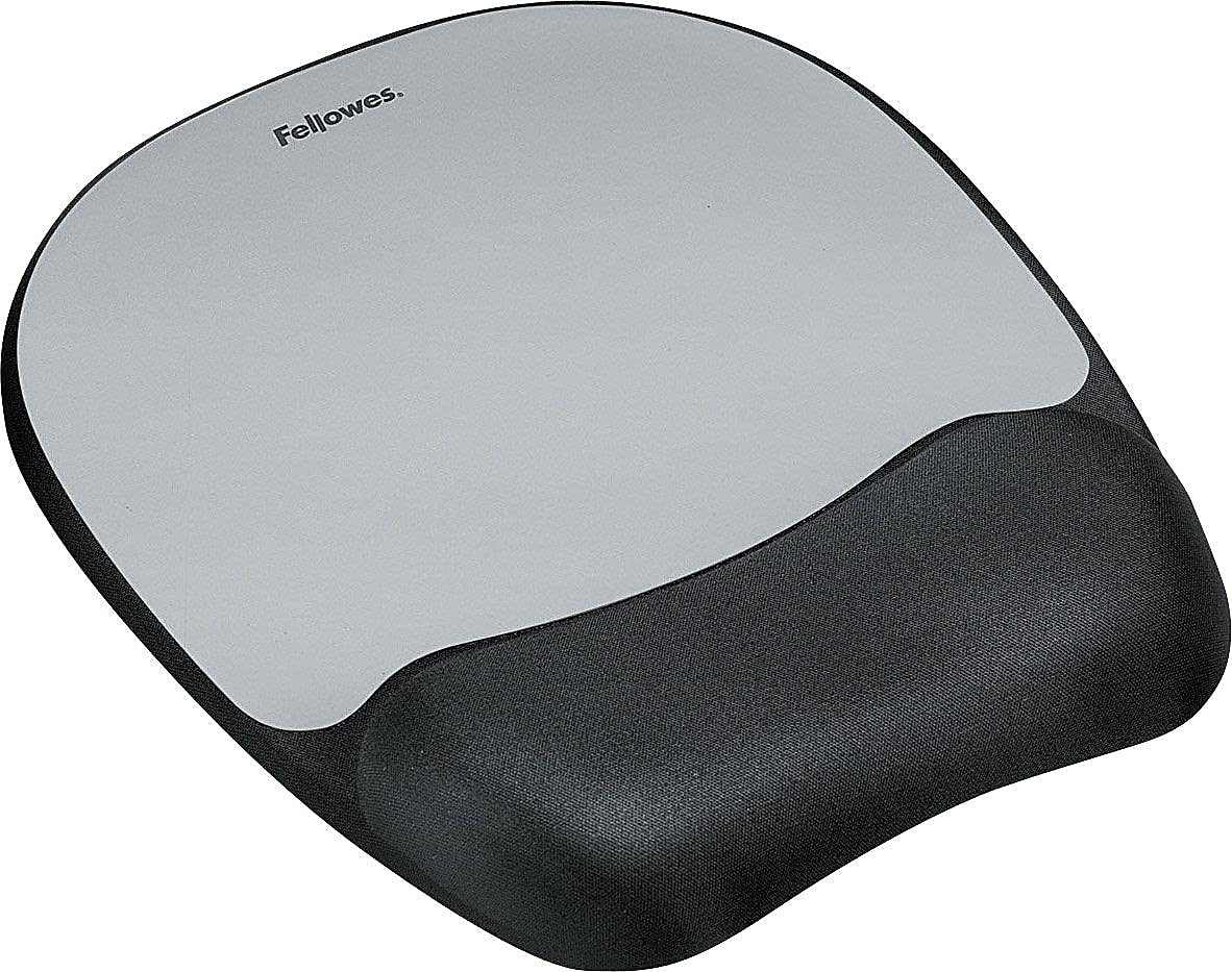 Fellowes Memory Foam Mouse Pad Wrist Rest 7 15/16 x 9 1/4 Black/Silver FEL9175801