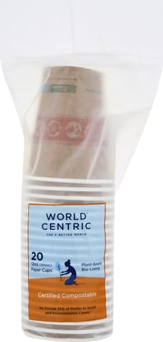 World Centric Compostable Hot Paper Cups, 12-Ounce - 20 Count (Pack of 1)