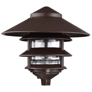 nuvo sf76/637 one 2 louver hood outdoor pagoda landscape pathway light, 3 tier-large, old bronze