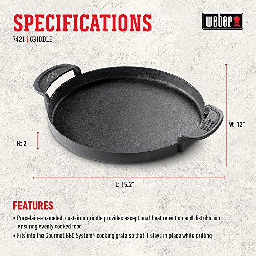 Weber Gourmet BBQ System Griddle, Schwarz 15.00 x 15.00 x 2.00 Inches