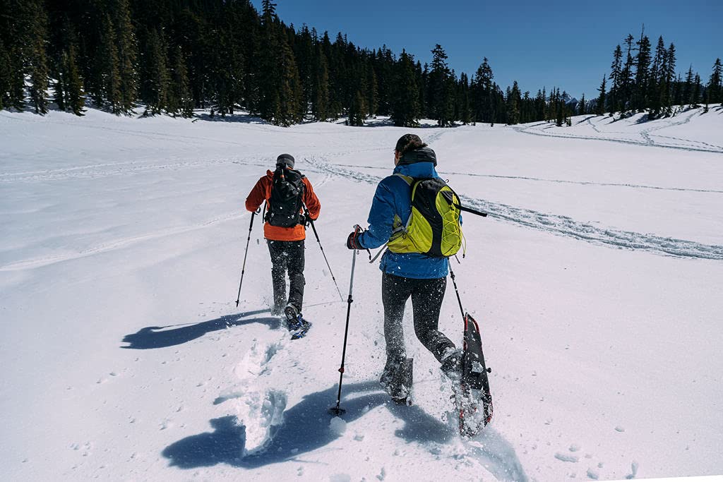 Crescent Moon Yellowstone 24.5 Aluminum Snowshoe (Red): Unisex, Ultralight Trail Snowshoe with Award Winning Single Loop Pull Binding, Aluminum Crampons and Heel Lifts