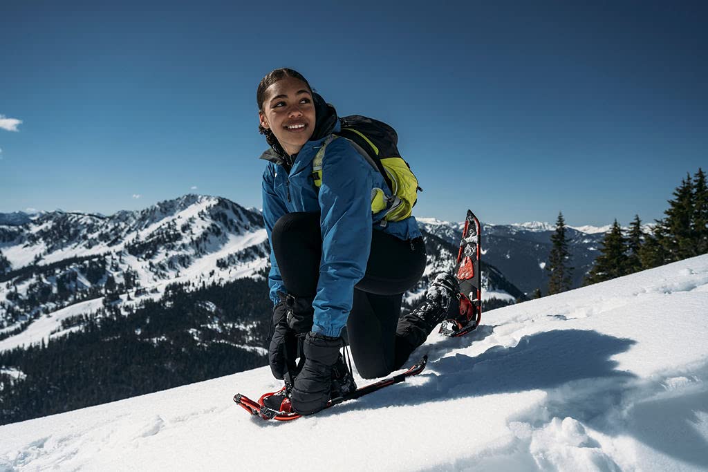 Crescent Moon Yellowstone 24.5 Aluminum Snowshoe (Red): Unisex, Ultralight Trail Snowshoe with Award Winning Single Loop Pull Binding, Aluminum Crampons and Heel Lifts