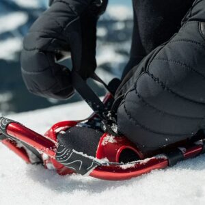 Crescent Moon Yellowstone 24.5 Aluminum Snowshoe (Red): Unisex, Ultralight Trail Snowshoe with Award Winning Single Loop Pull Binding, Aluminum Crampons and Heel Lifts