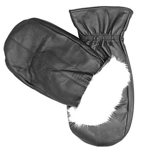 Pratt and Hart Park City Women's Rabbit Fur Lined Mittens Size L Black